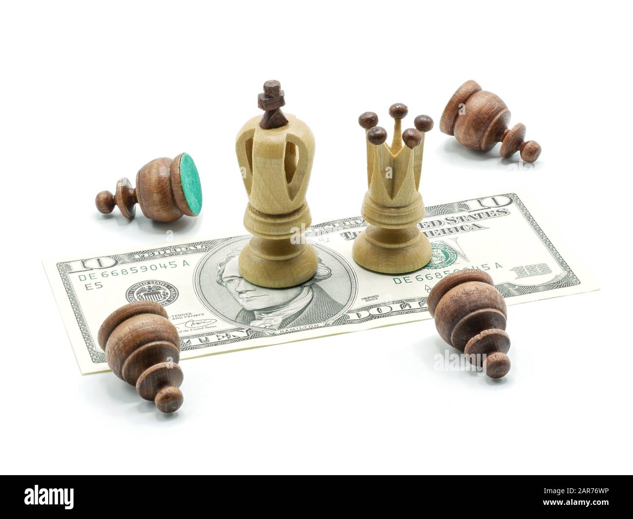 Money Rules: Defeated Black Pawn Chess Pieces Lying Around A White King ...