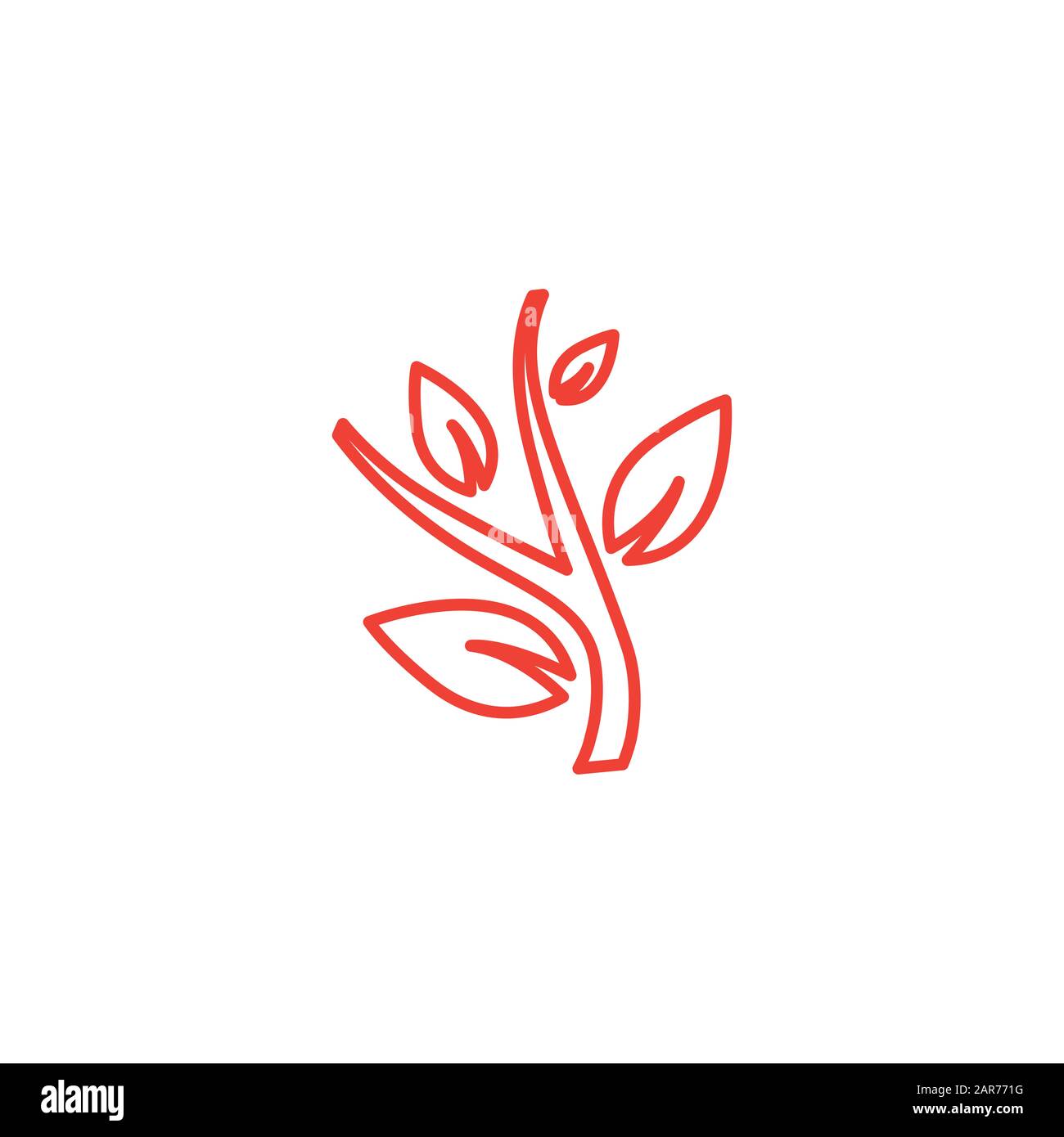 Plant Line Red Icon On White Background. Red Flat Style Vector ...
