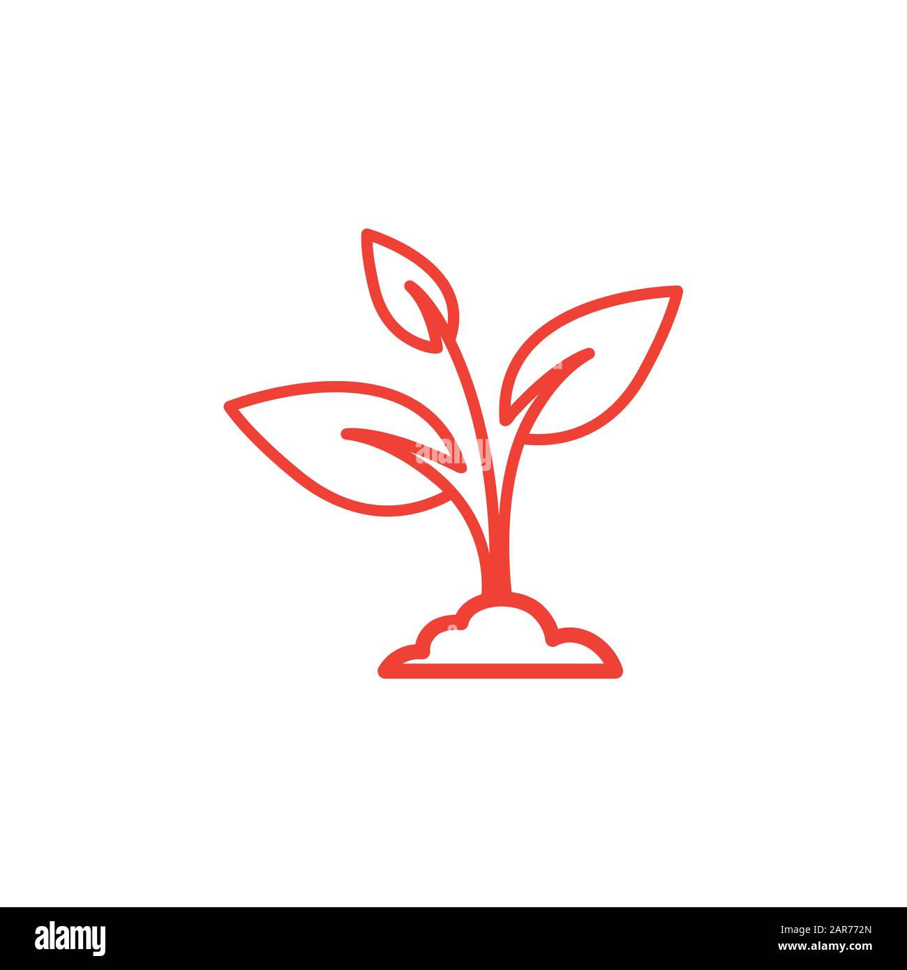 Plant Line Red Icon On White Background. Red Flat Style Vector ...