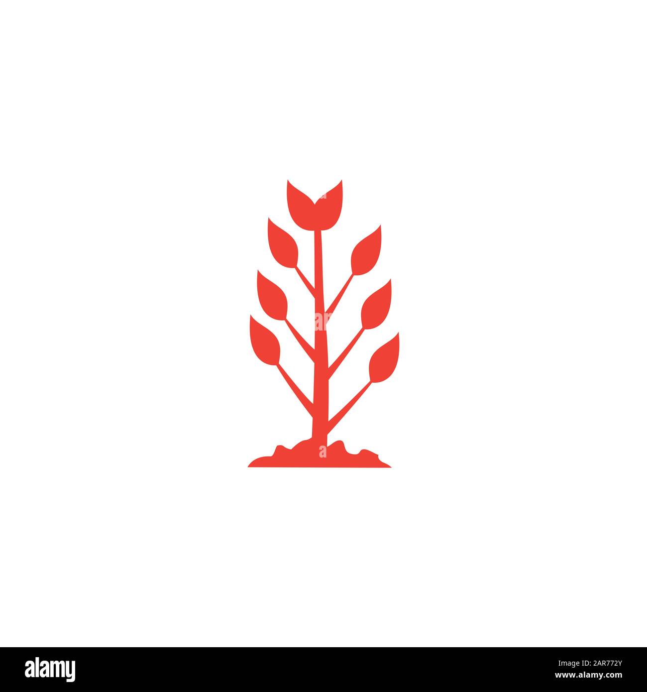 Plant Red Icon On White Background. Red Flat Style Vector Illustration ...