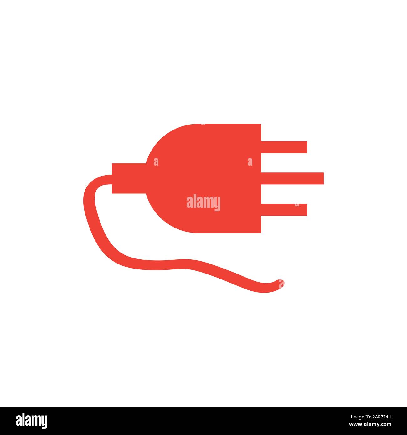 Plug Red Icon On White Background. Red Flat Style Vector Illustration ...