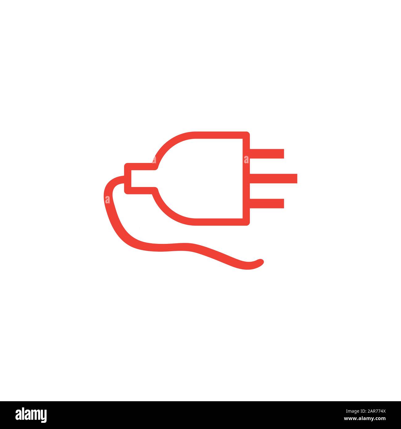 Plug Line Red Icon On White Background. Red Flat Style Vector ...