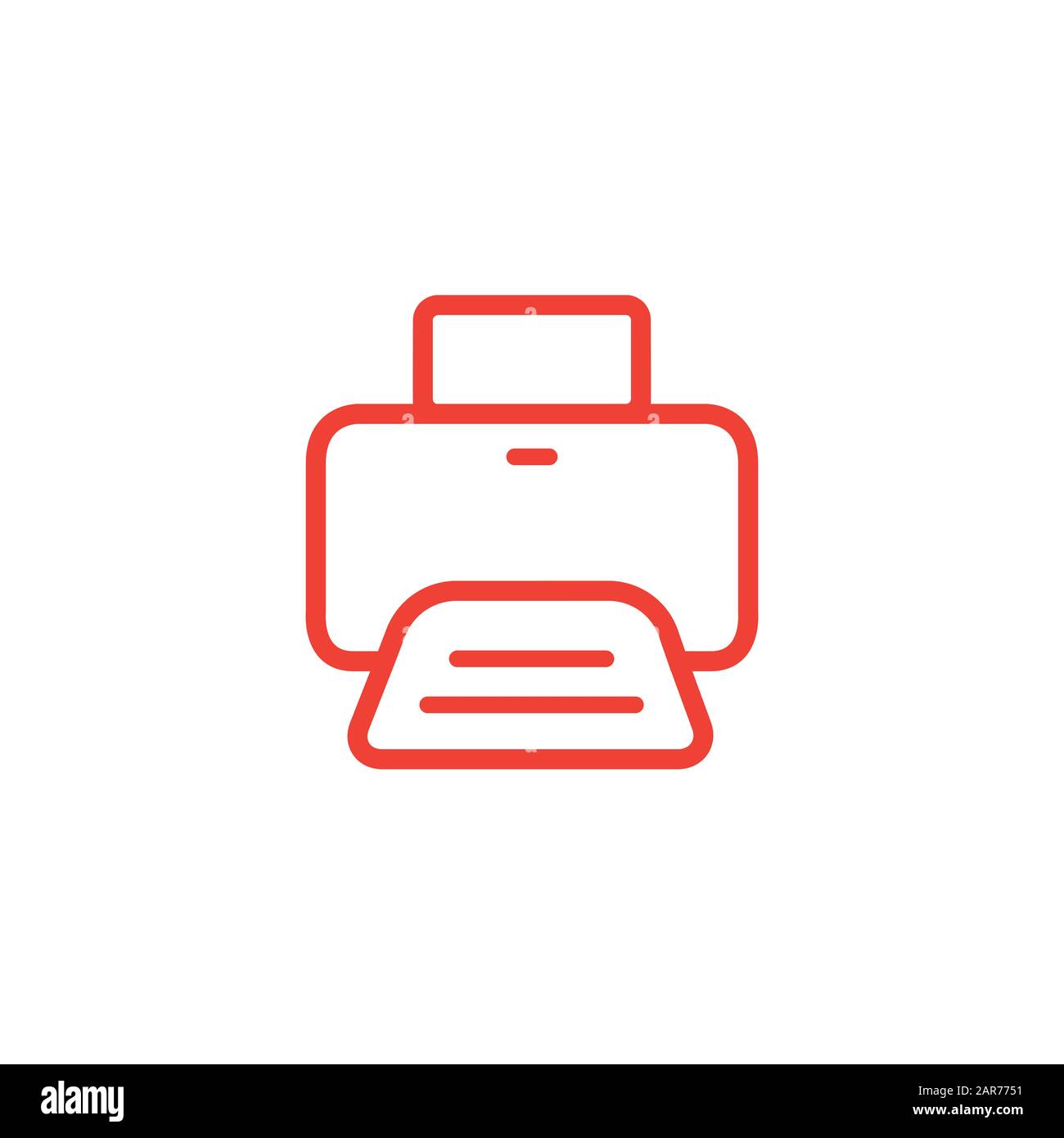 Printer Line Red Icon On White Background. Red Flat Style Vector ...
