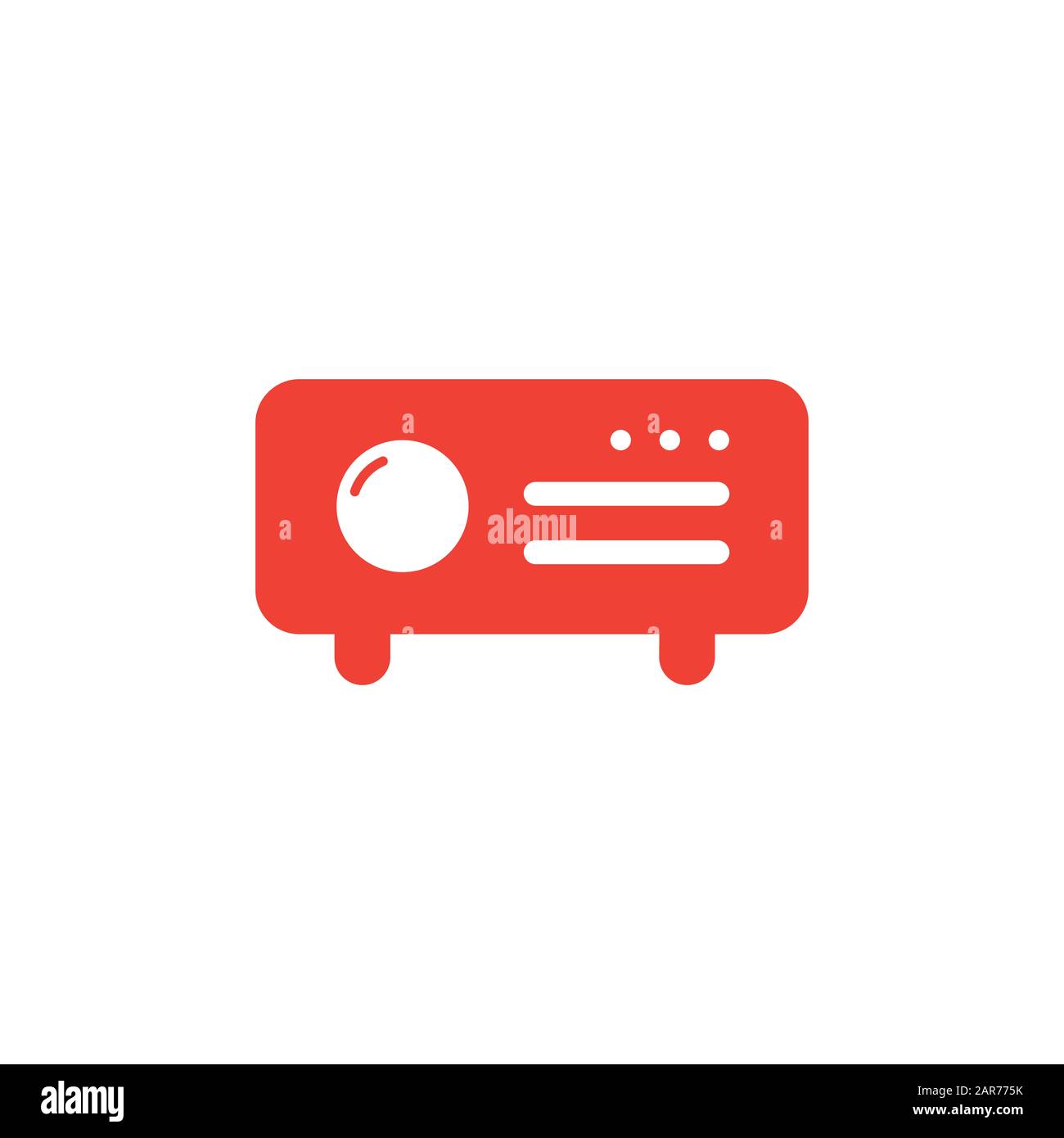 Projector Red Icon On White Background. Red Flat Style Vector ...