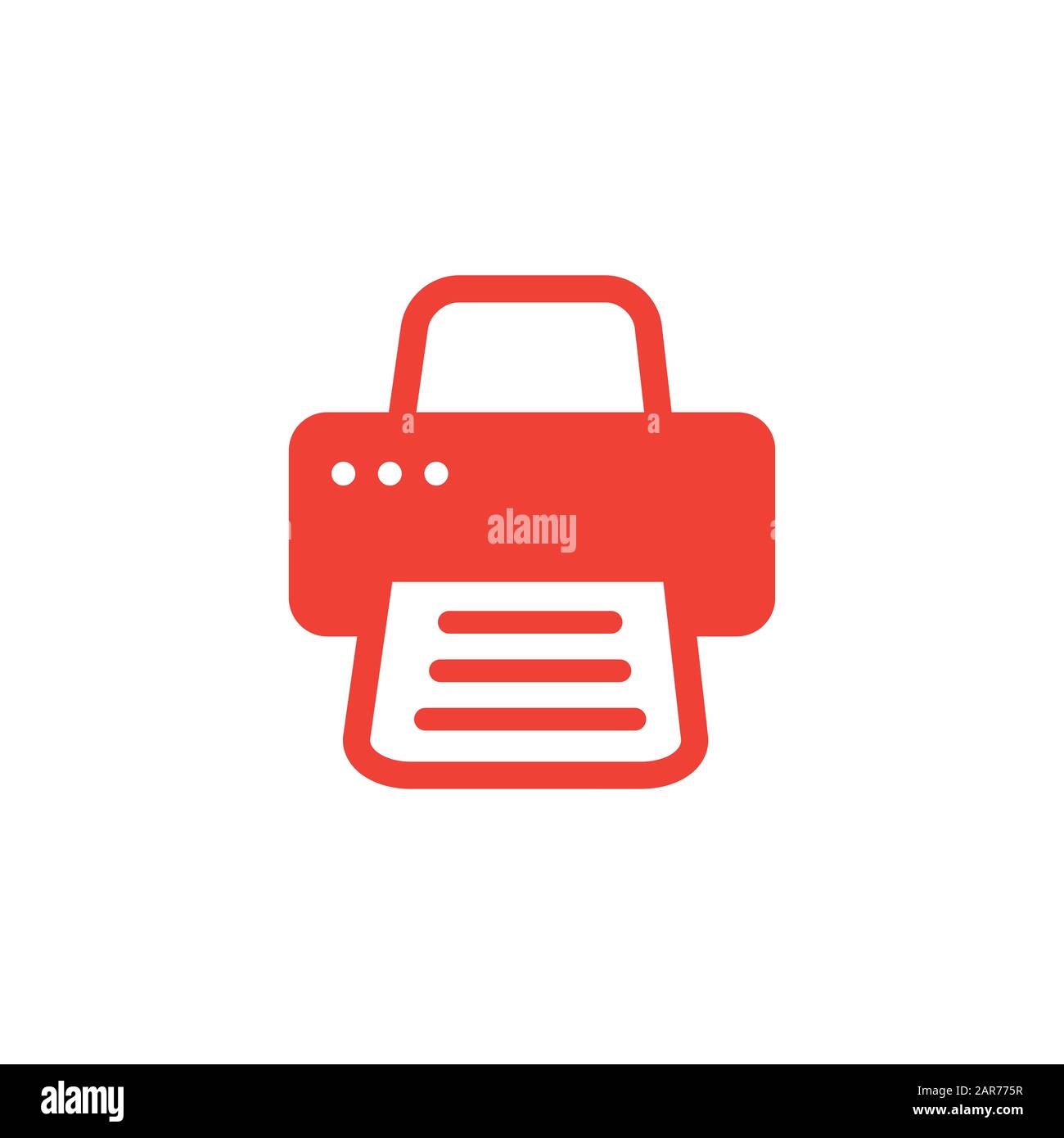 Printer Red Icon On White Background. Red Flat Style Vector ...