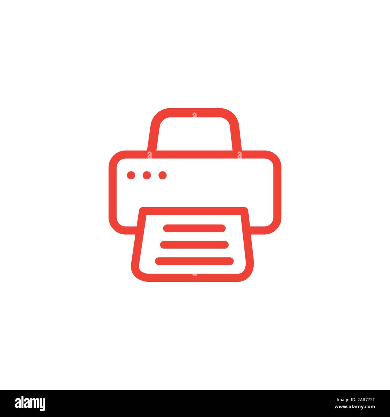 Printer Line Red Icon On White Background. Red Flat Style Vector ...