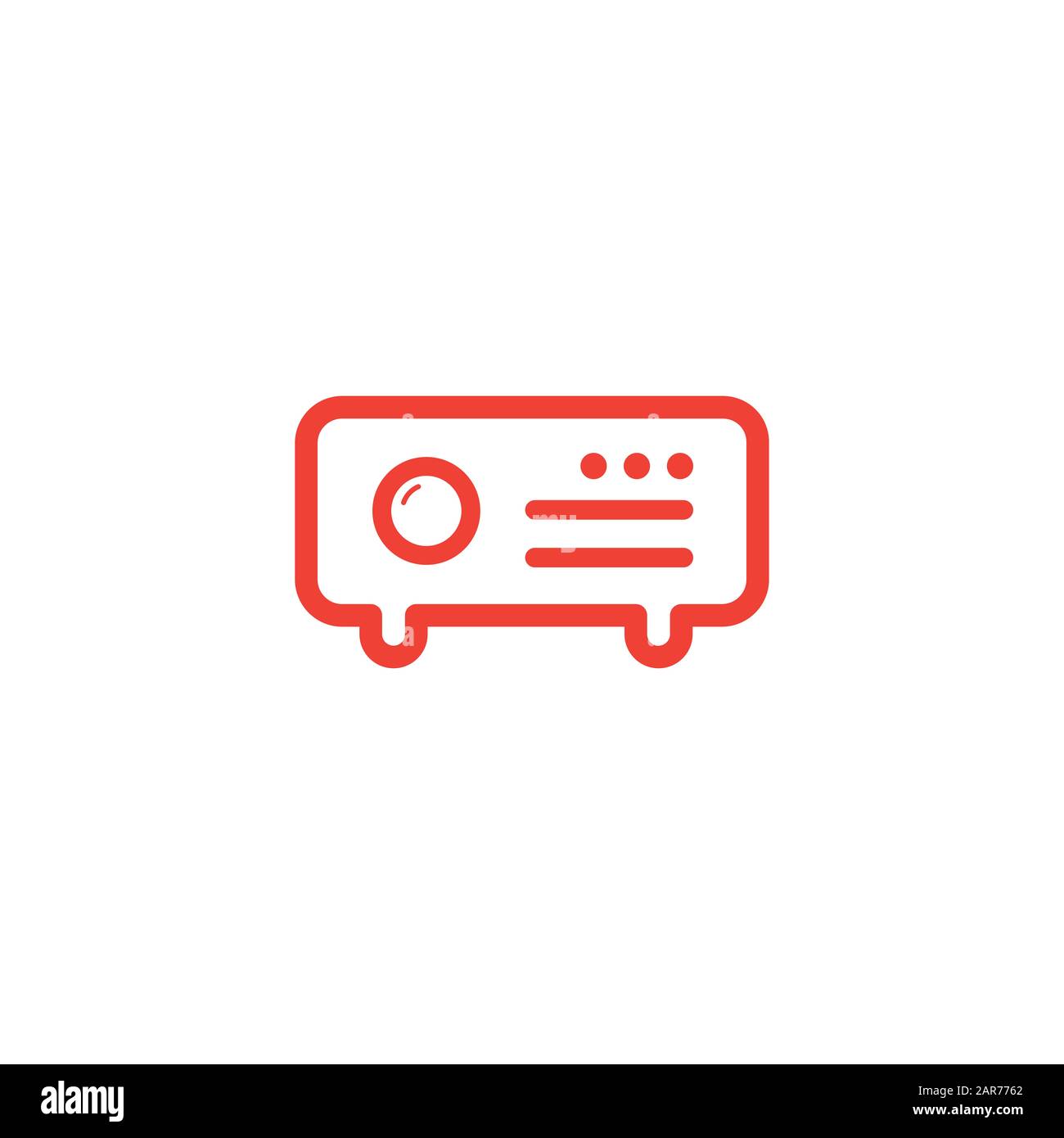 Projector Line Red Icon On White Background. Red Flat Style Vector ...