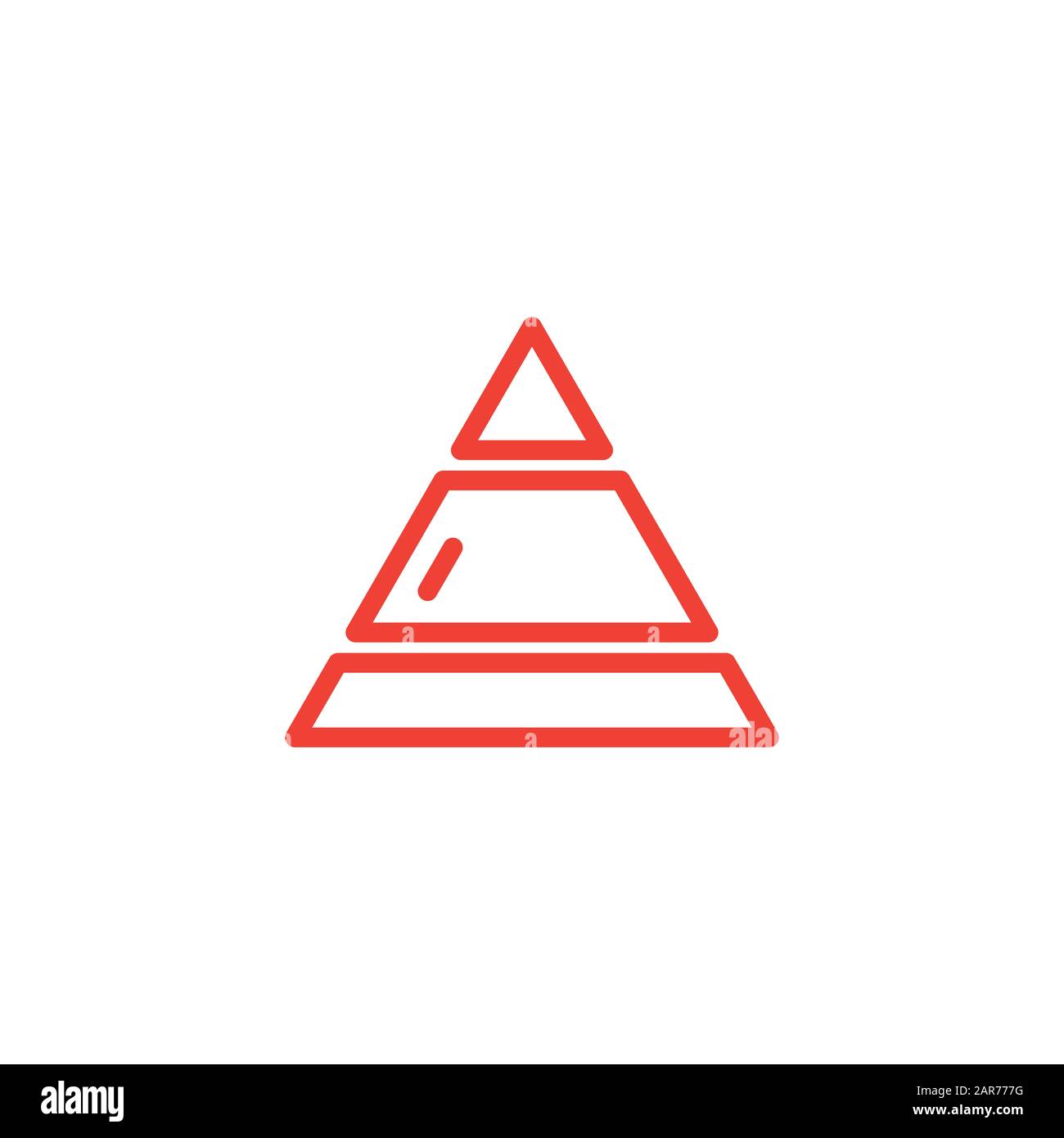 Pyramid Line Red Icon On White Background. Red Flat Style Vector ...