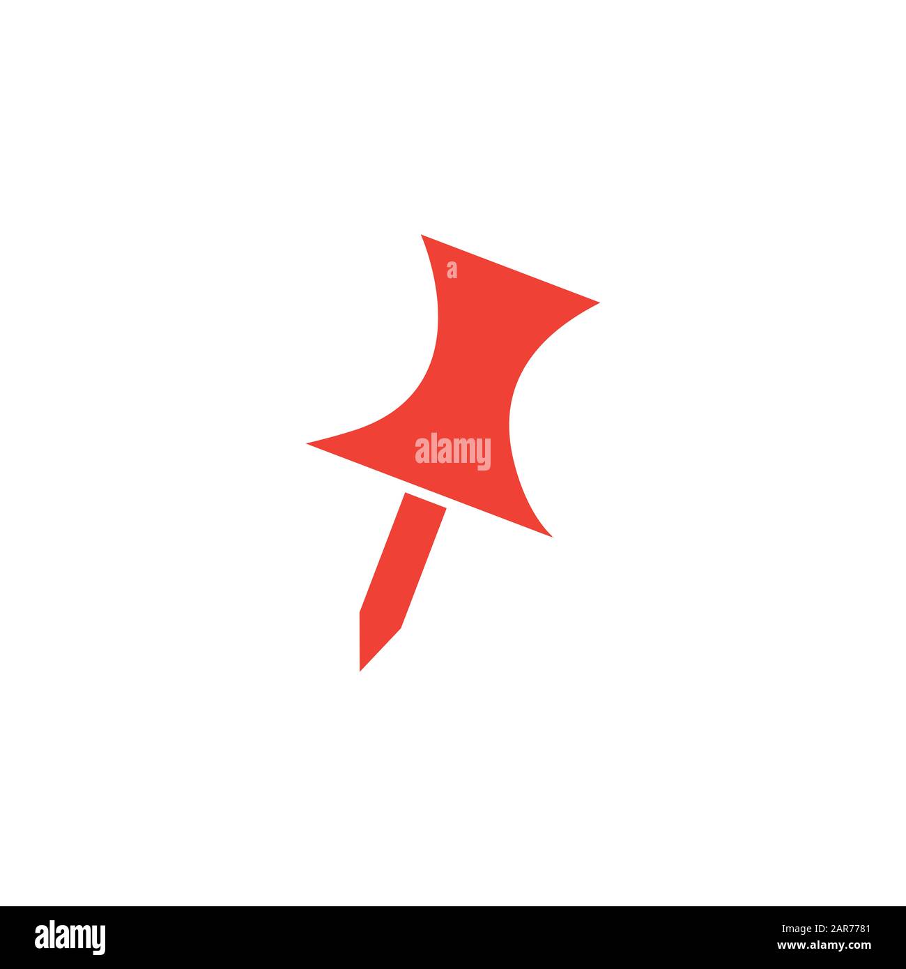Push Pin Red Icon On White Background. Red Flat Style Vector ...