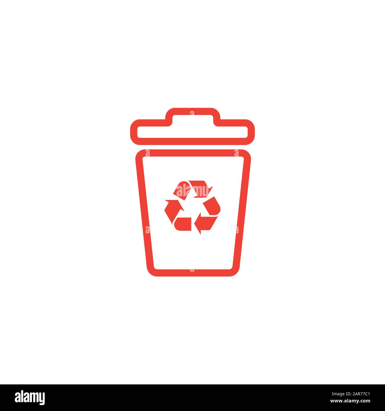 Recycle Bin Line Red Icon On White Background. Red Flat Style Vector ...