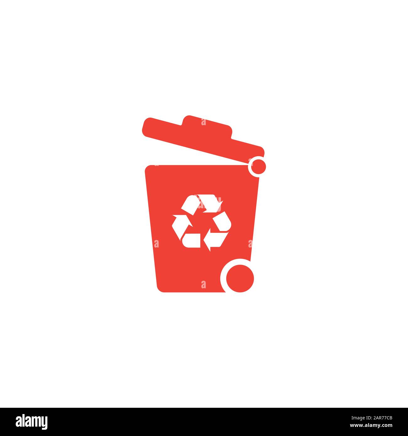 Recycle Bin Red Icon On White Background. Red Flat Style Vector ...