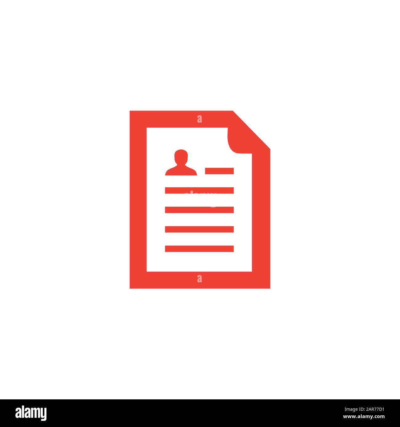 Resume Red Icon On White Background. Red Flat Style Vector Illustration ...