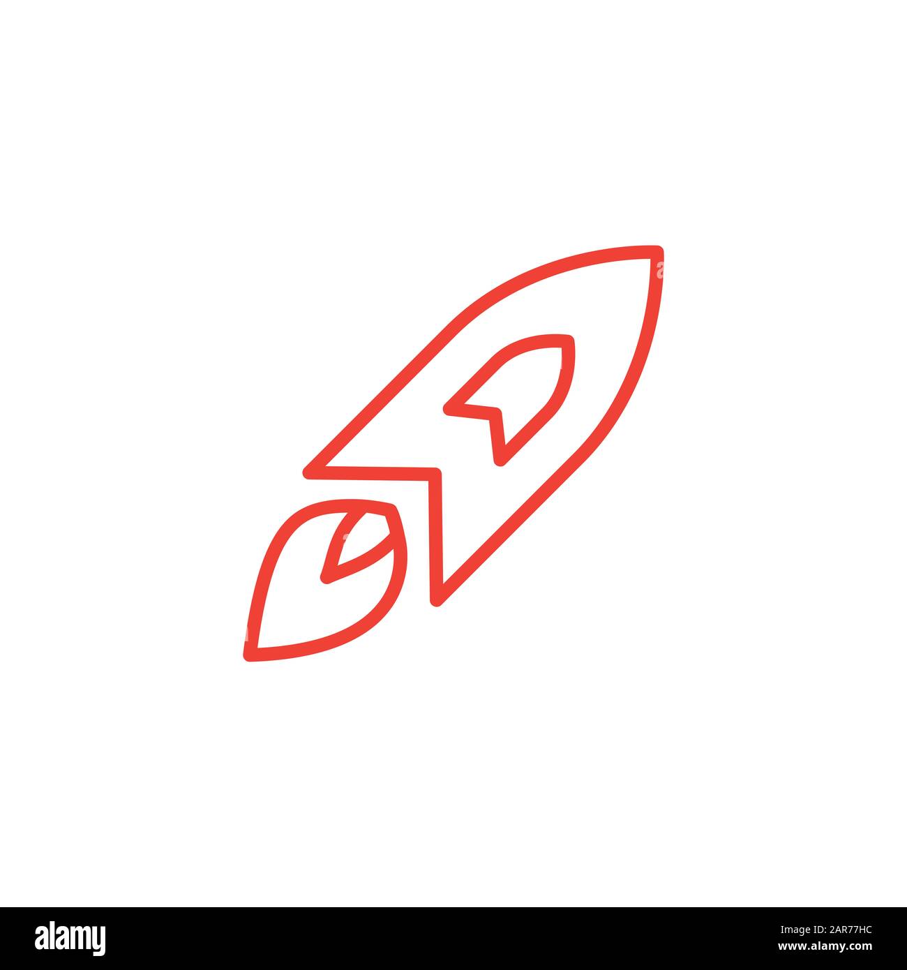 Rocket Line Red Icon On White Background. Red Flat Style Vector ...