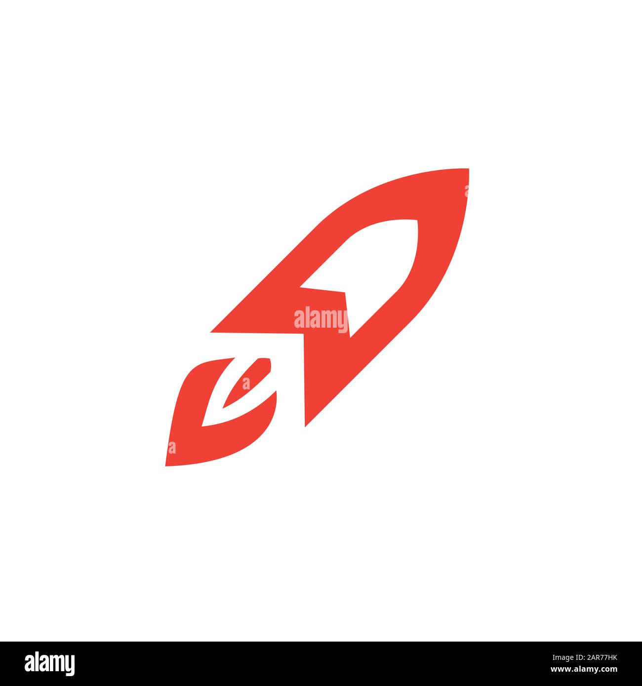Rocket Red Icon On White Background. Red Flat Style Vector Illustration ...