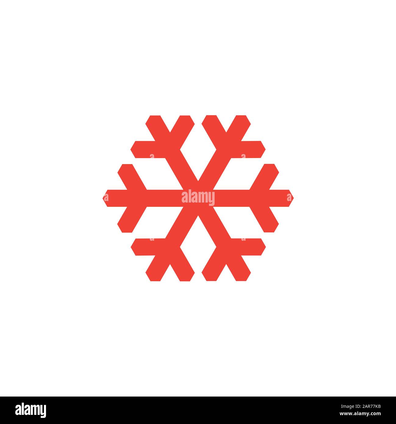 Snowflake Red Icon On White Background. Red Flat Style Vector ...