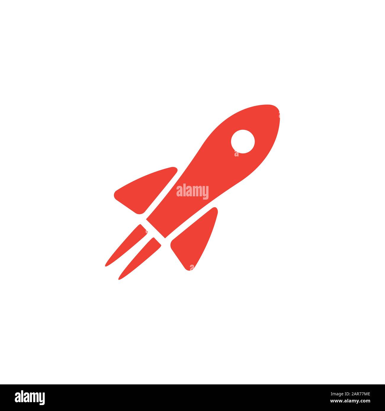 Rocket Red Icon On White Background. Red Flat Style Vector Illustration ...