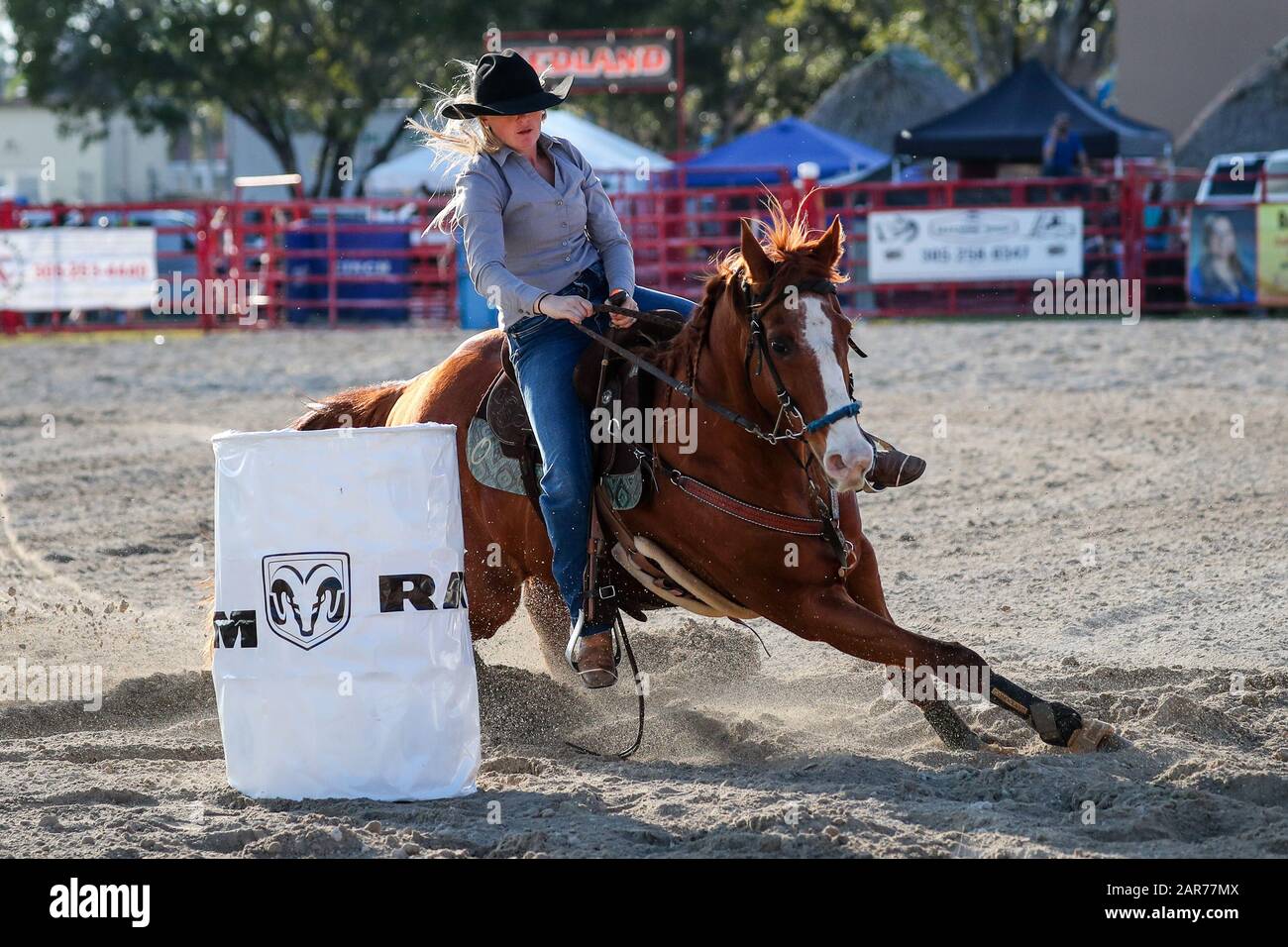 January 25, 2020: Brooke Pope competes in the Barrel Racing event ...