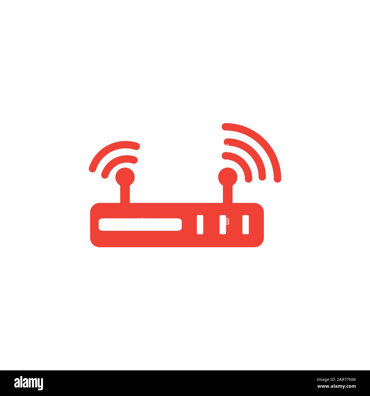 Router Red Icon On White Background. Red Flat Style Vector Illustration ...
