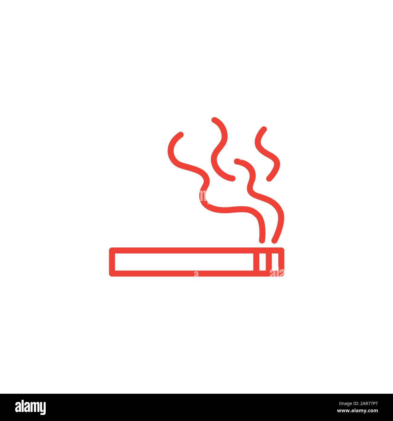 Simple Cigarette Line Red Icon On White Background. Red Flat Style ...