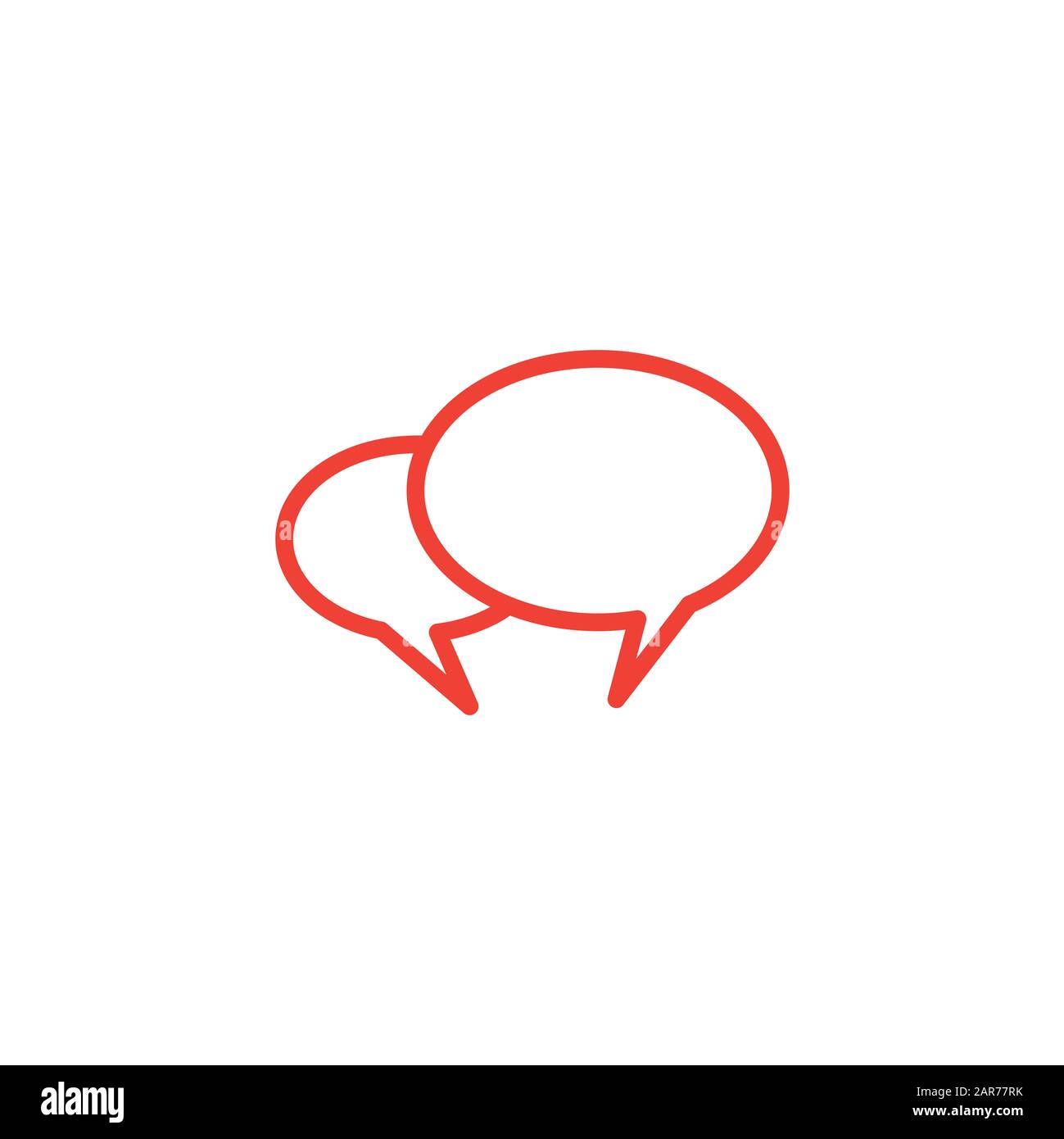 Speech Bubble Line Red Icon On White Background. Red Flat Style Vector ...