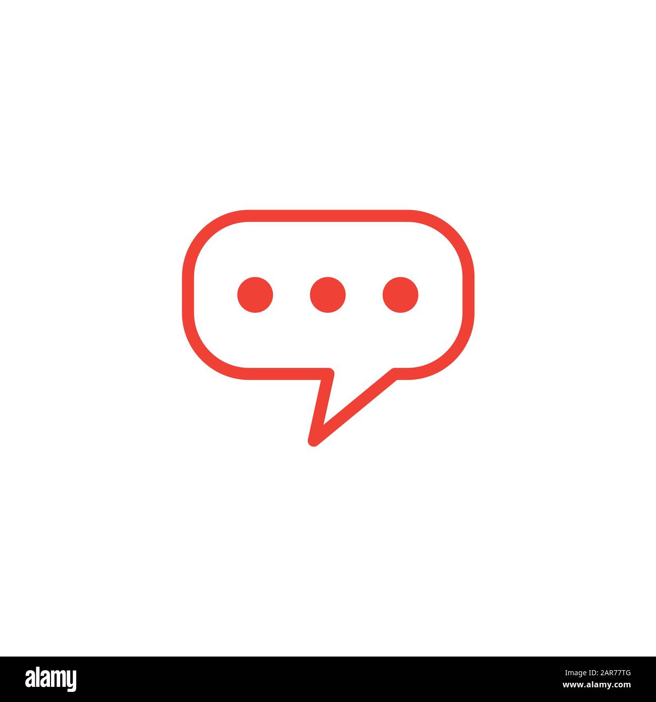 Speech Bubble Line Red Icon On White Background. Red Flat Style Vector ...