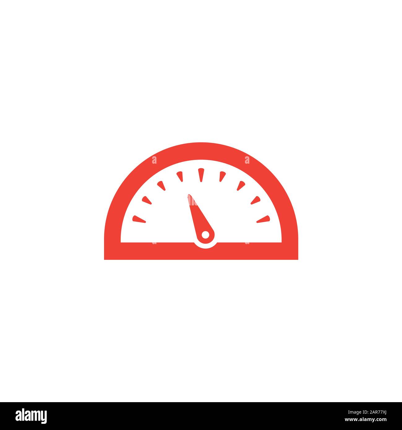 Speedometer Red Icon On White Background. Red Flat Style Vector ...