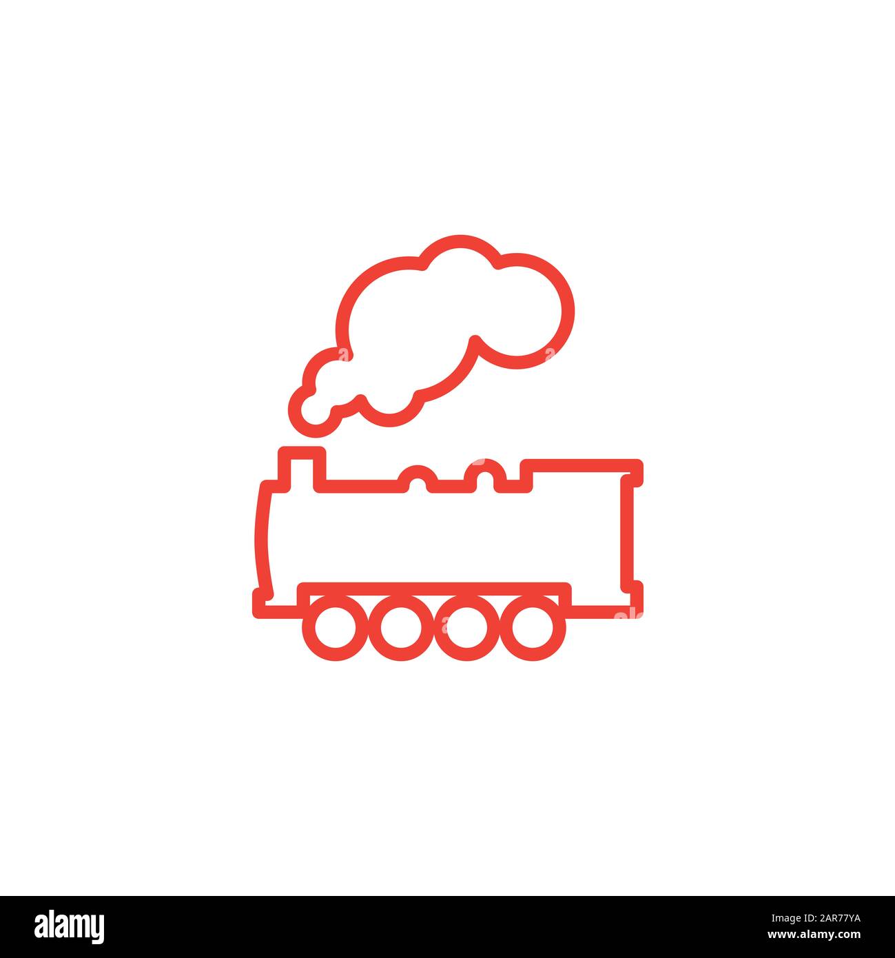 Steam Locomotive Train Line Red Icon On White Background. Red Flat ...