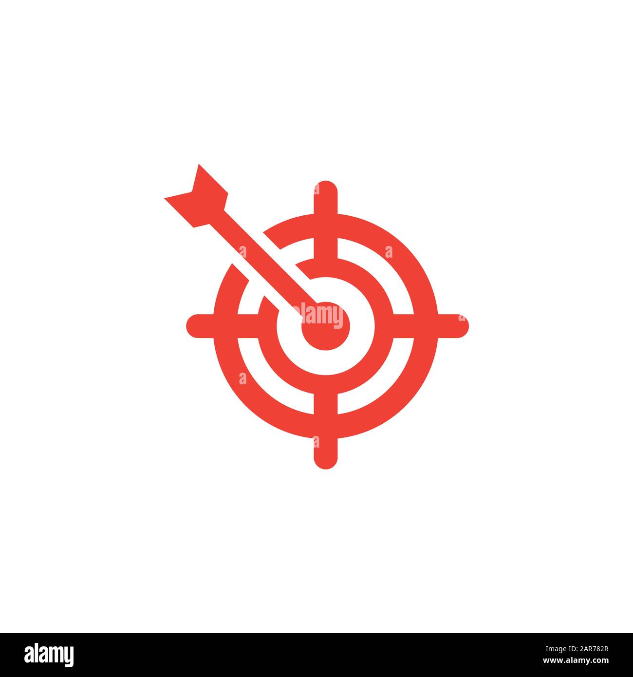 Target Red Icon On White Background. Red Flat Style Vector Illustration ...