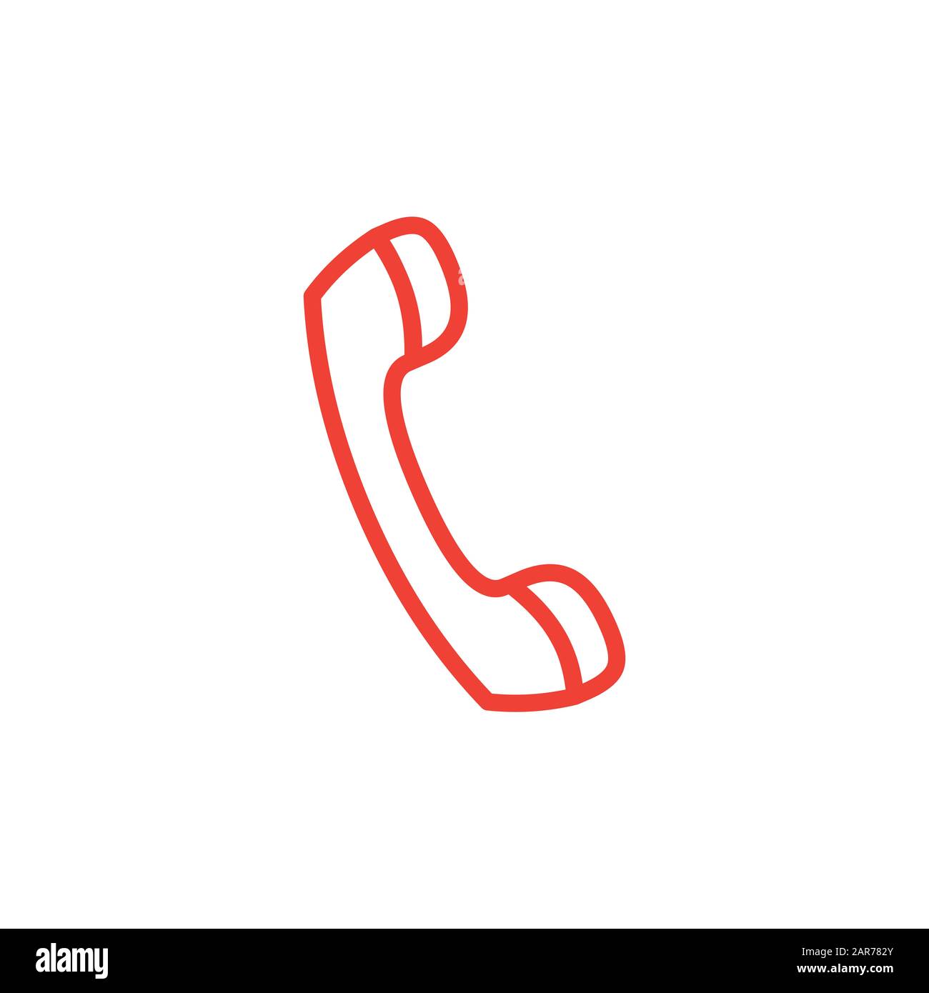 Telephone Receiver Line Red Icon On White Background. Red Flat Style ...