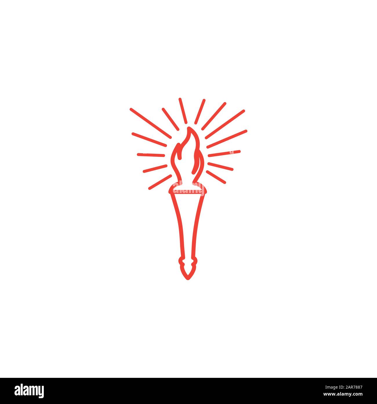 Torch Line Red Icon On White Background. Red Flat Style Vector ...