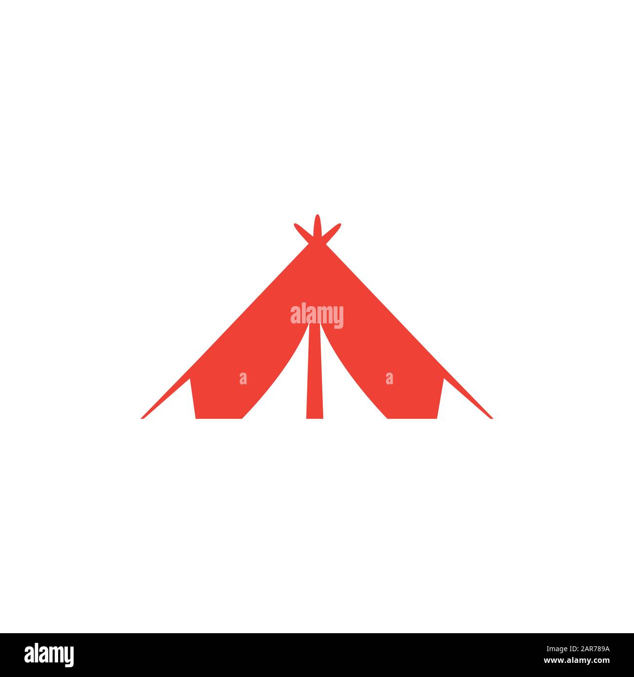 Tent Red Icon On White Background. Red Flat Style Vector Illustration ...