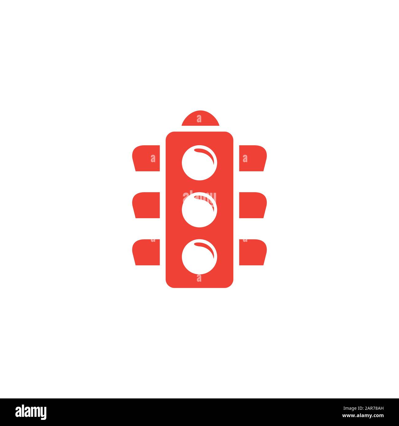 Traffic Light Signal Red Icon On White Background. Red Flat Style ...