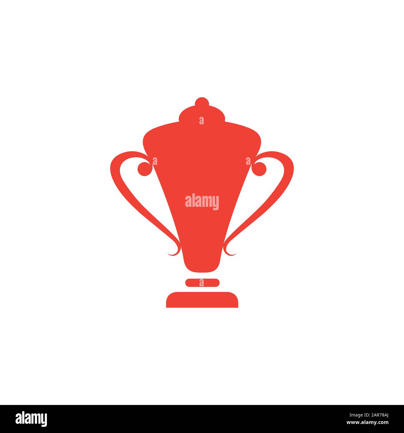 Trophy Red Icon On White Background. Red Flat Style Vector Illustration ...