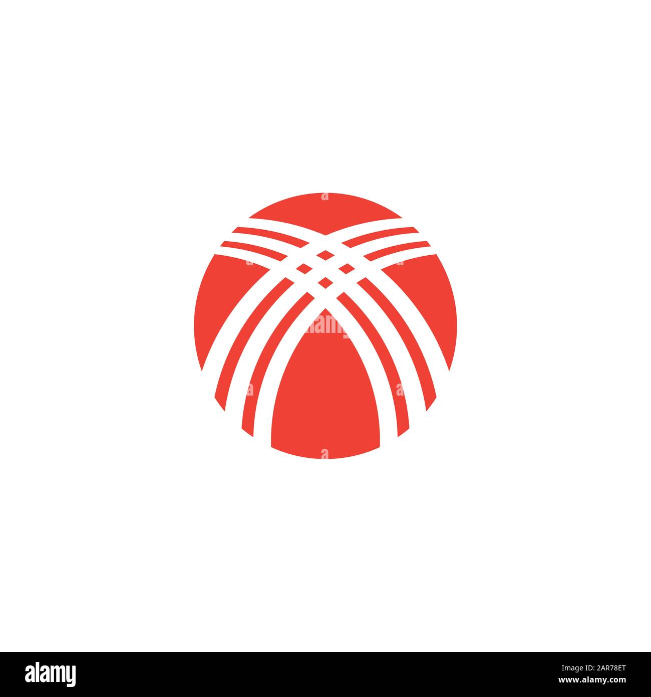 Volleyball Red Icon On White Background. Red Flat Style Vector ...