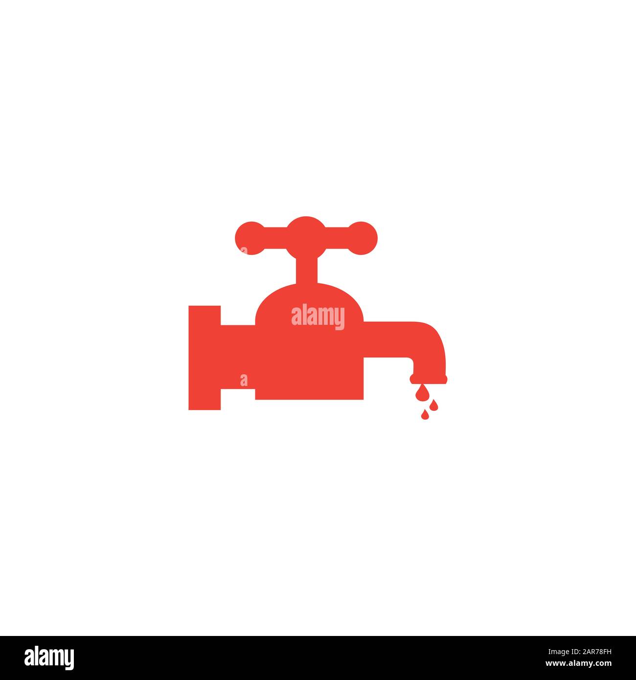 Water Tap Red Icon On White Background. Red Flat Style Vector ...