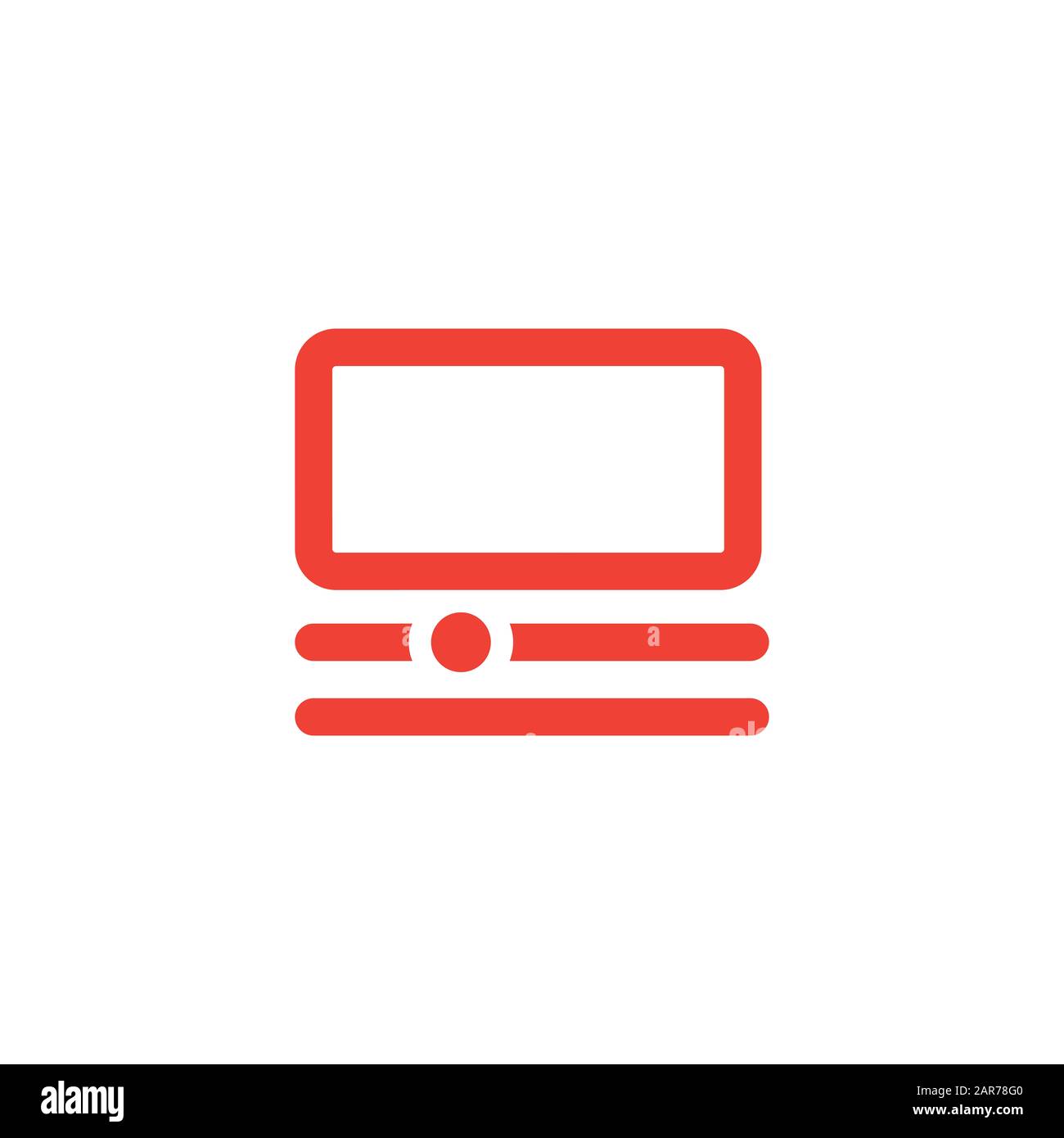 Vintage Computer Red Icon On White Background. Red Flat Style Vector ...