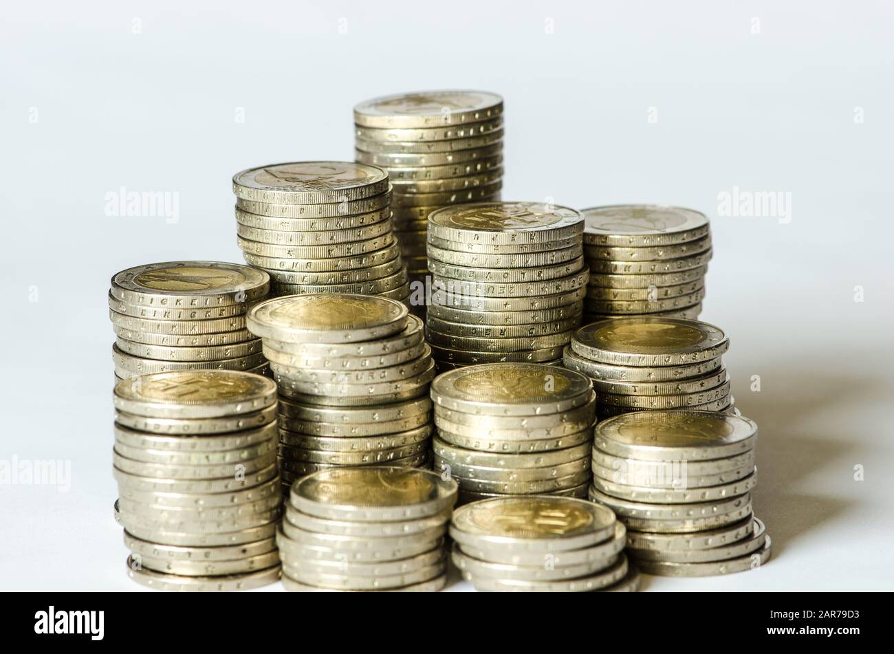 detail of piles of coins isolated Stock Photo - Alamy