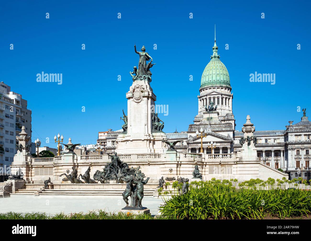 Buenos Aires, Argentina, the Congress square with the National Congress ...