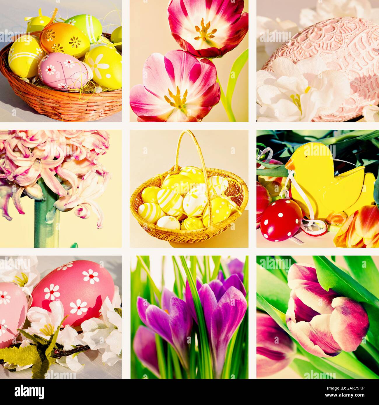 easter collage from easter eggs and decorations Stock Photo - Alamy