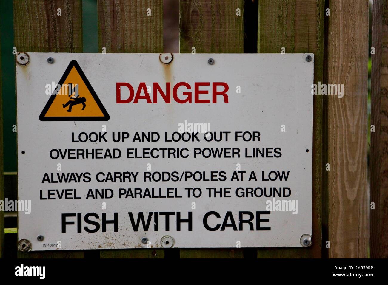 Sign warning of danger of electrocution from overhead power lines Stock ...