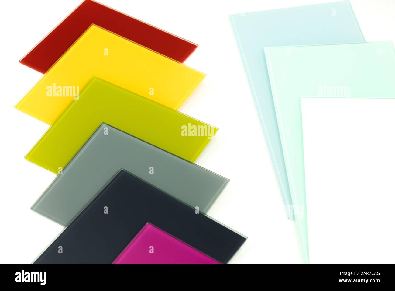 Colored glass material for interior finishing Stock Photo - Alamy