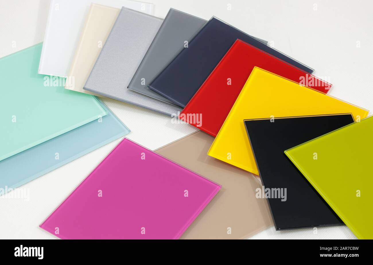 Colored glass material for interior finishing Stock Photo - Alamy