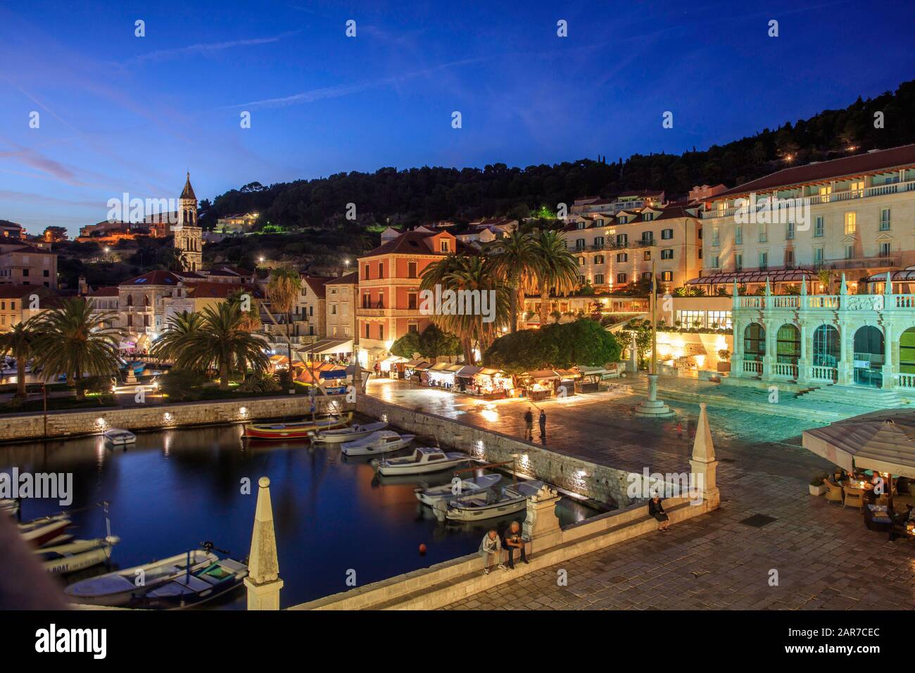 Night view of the island port of Hvar . Croatia Stock Photo - Alamy