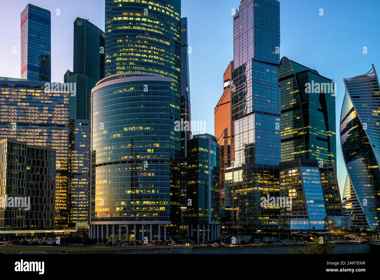 Moscow International Business Center or Moskva-City at night, Moscow ...