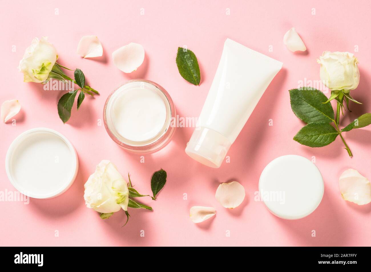 Natural cosmetics with rose oil Stock Photo - Alamy
