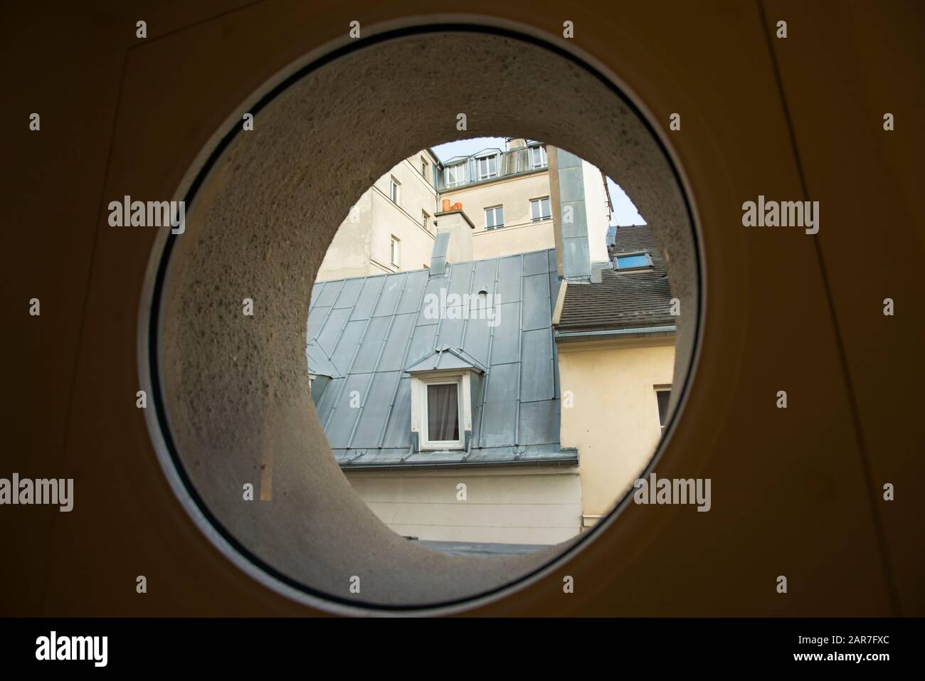 Windows and ceilings seen from inside the Picasso Museum in Paris Stock ...