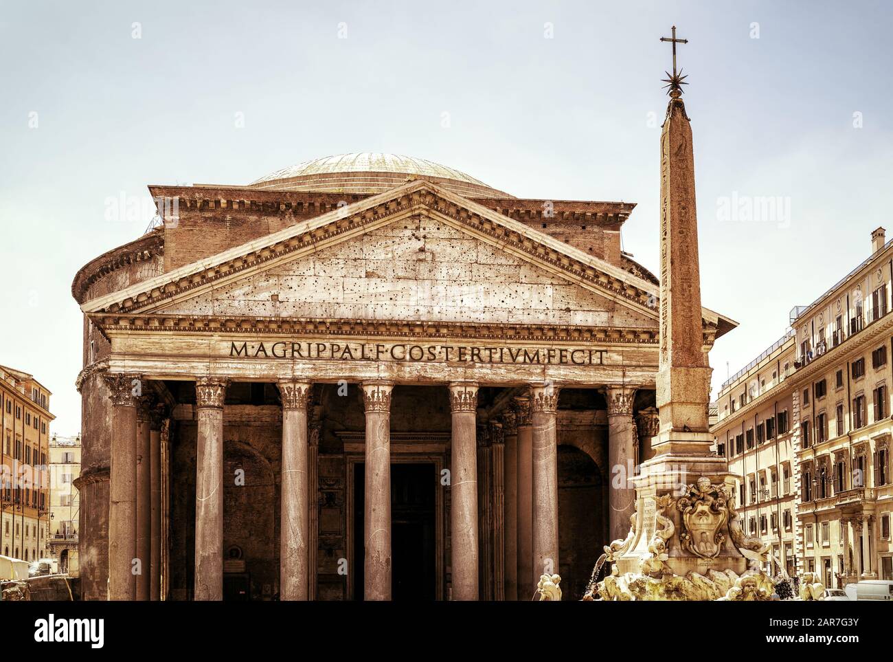 The Pantheon in Rome, Italy. The Roman Pantheon was built in the 2nd ...