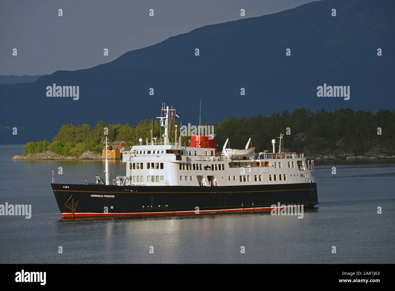 HEBRIDEAN PRINCESS at anchor off HERAND, HARDANGERFJORD, NORWAY Stock ...