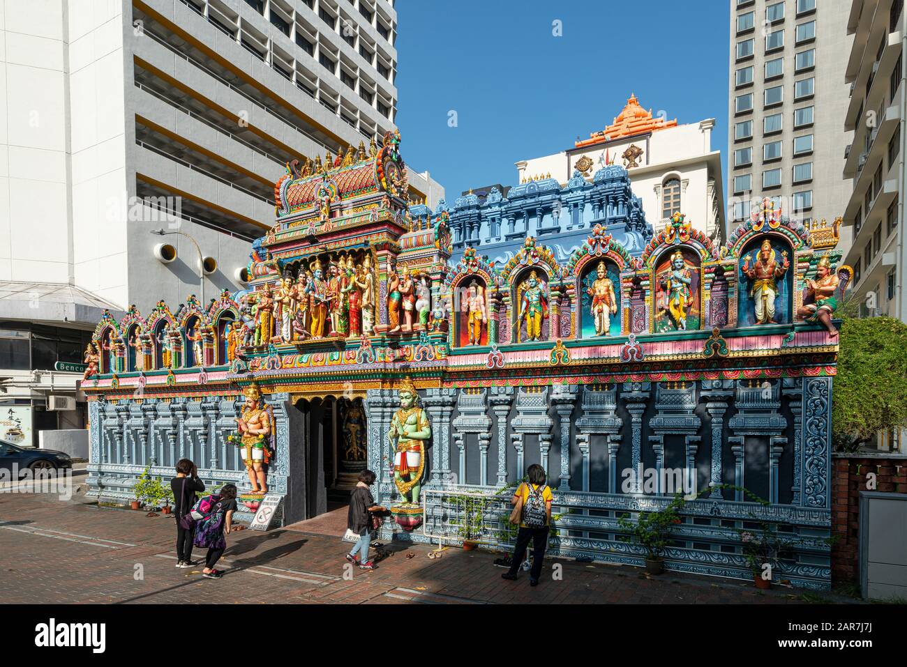 Singapore. January 2020. The external view of the Sri Krishanan temple ...