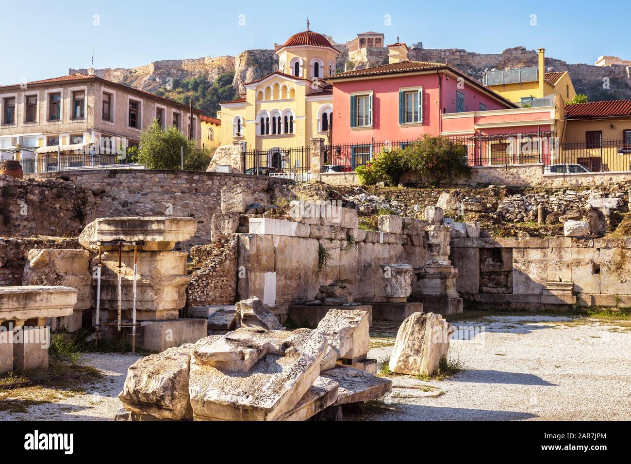 Remains of the Library of Hadrian, Athens, Greece. It is one of the ...